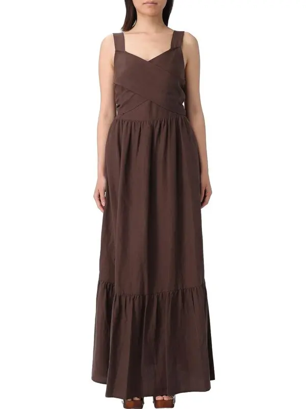 Liu Jo Linen Blend Maxi Dress - Brown