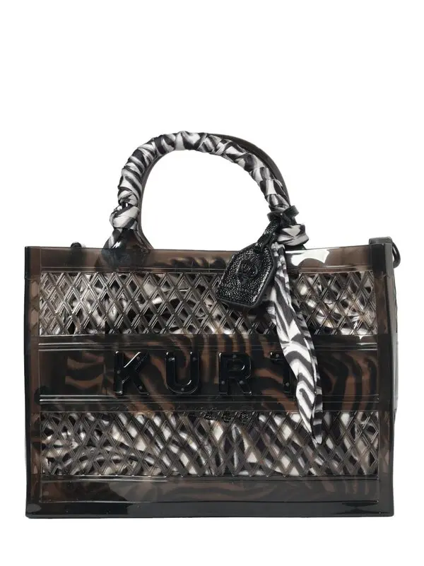 Kurt Geiger Perforated Pvc Handbag With Zebra Print And Inner Pouch - Black