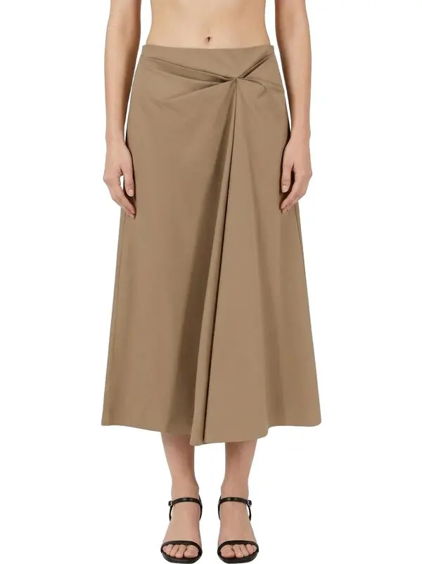 Max Mara Cotton Blend Midi Skirt - Sand
