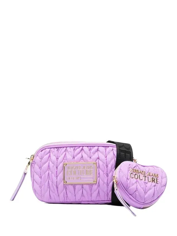 Versace Quilted Crossbody Bag With Heart Coin Purse - Violet