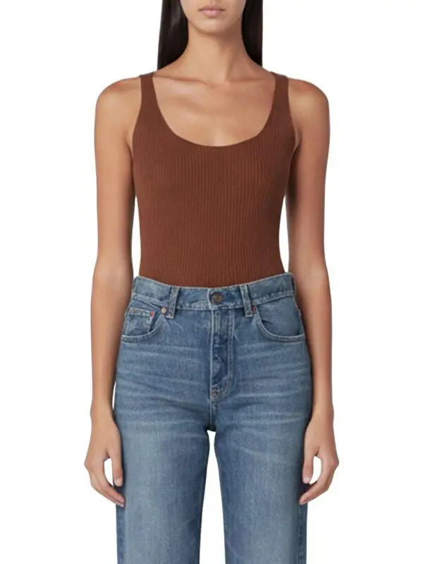 ROBERTO COLLINA Ribbed Knit Tank - Brown