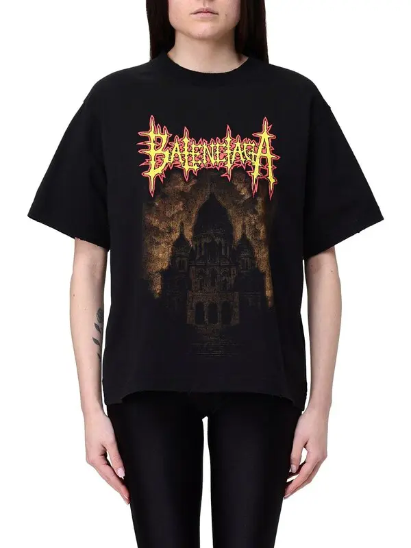 Balenciaga Cotton T-shirt With Graphic Print - Black