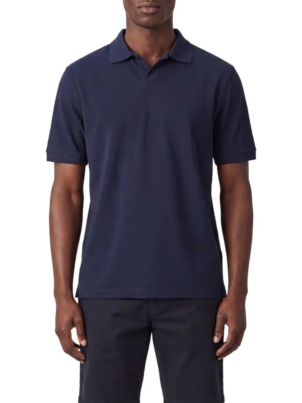 Herno Short-sleeved Polo Shirt In Cotton With Classic Collar And V-neck - Blue