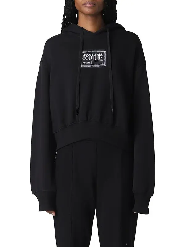 Versace Cropped Hoodie - Black
