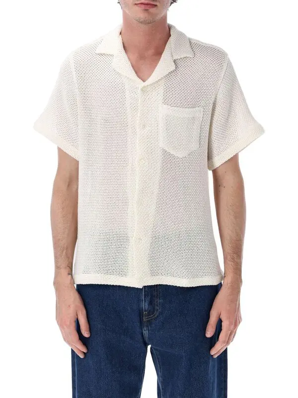 Portuguese Flannel Cotton Blend Cardigan With Revere Collar - White