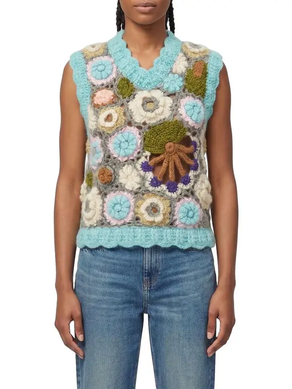 GANNI Floral Embroidered Knit Vest - Multicolor