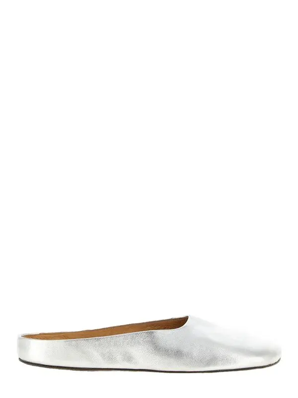 Marsèll Laminated Calfskin Mules With Low Heel - Silver