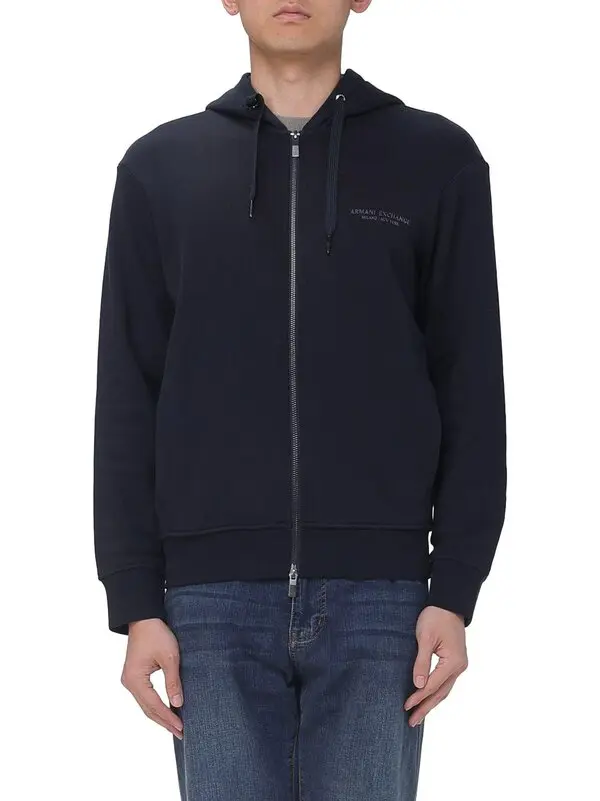 Armani Exchange Full Zip Cotton Hoodie - Navy