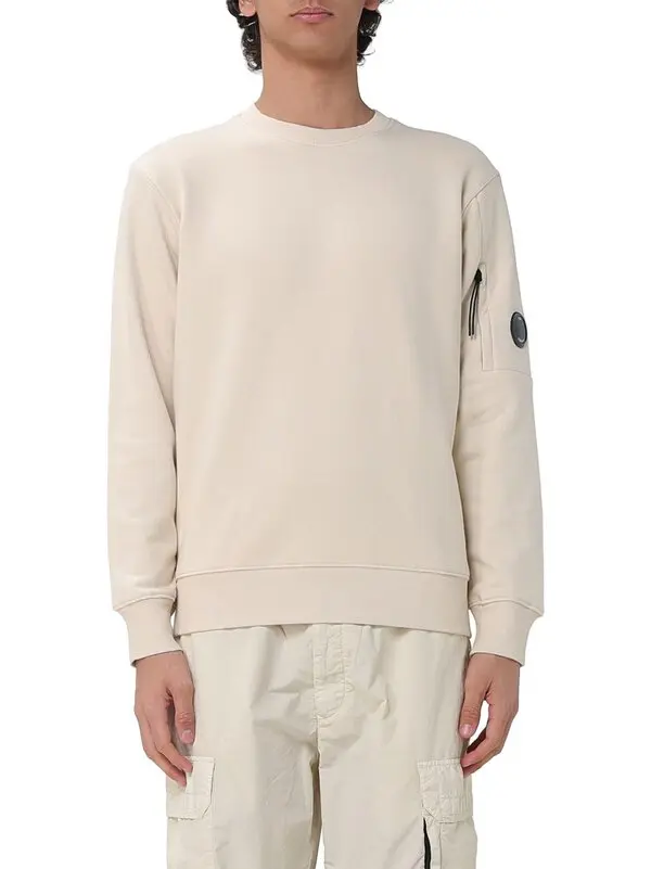 C.P. COMPANY Crewneck Sweatshirt With Lens Detail - Cream