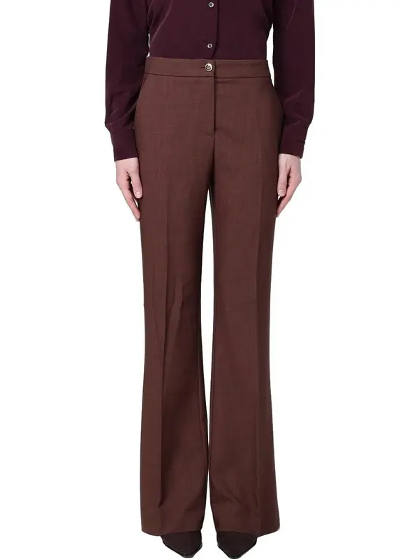 Pinko Flared Trousers In Stretch Viscose - Brown