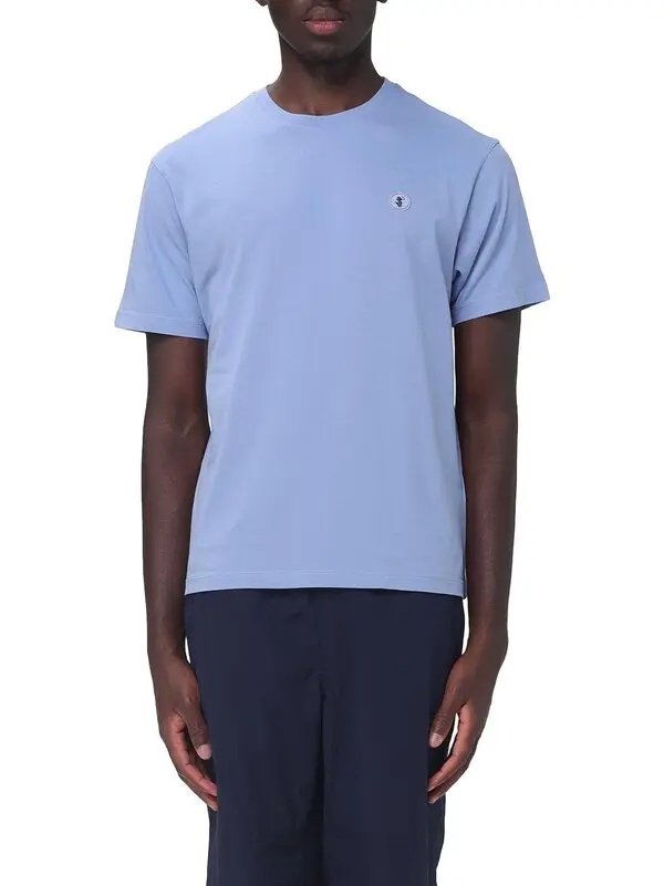 SAVE THE DUCK Basic Short-sleeved Pure Cotton Crewneck T-shirt By - Gnawed Blue