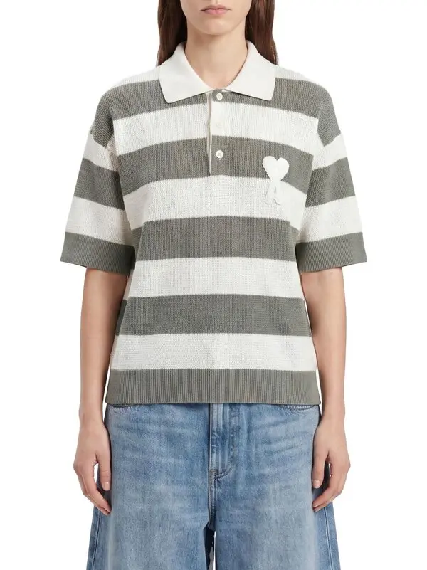 AMI Paris Knitted Cotton Polo - Multicolor