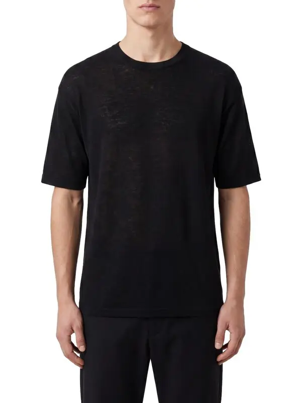 ROBERTO COLLINA Linen T-shirt - Black