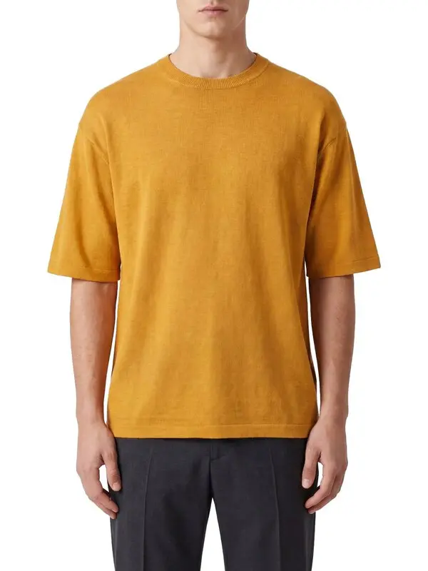 ROBERTO COLLINA Linen T-shirt - Yellow