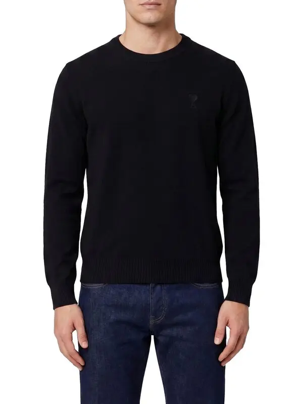 AMI Paris Wool Crew Neck Sweater - Black
