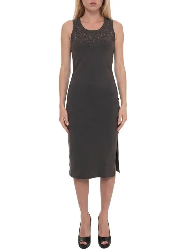 EA7 Sleeveless Embellished Midi Dress - Grey
