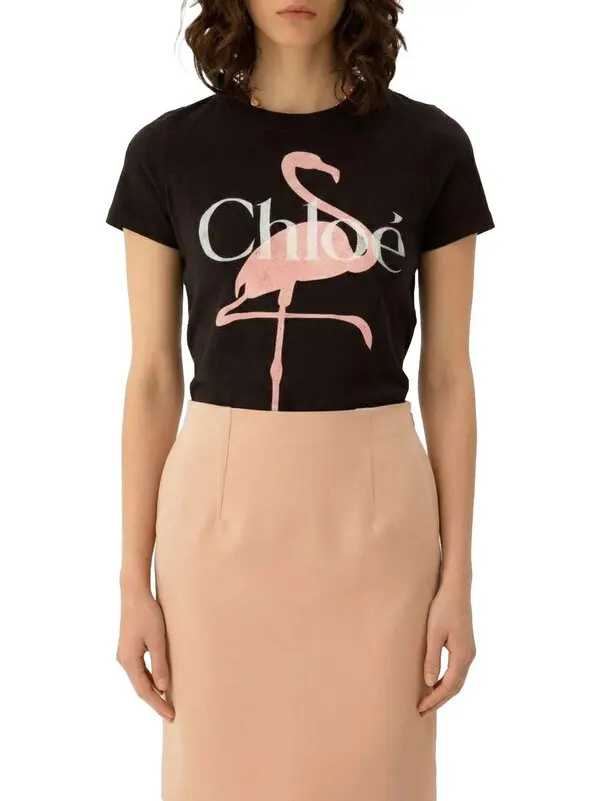 Chloé Flamingo Graphic T-shirt - Black