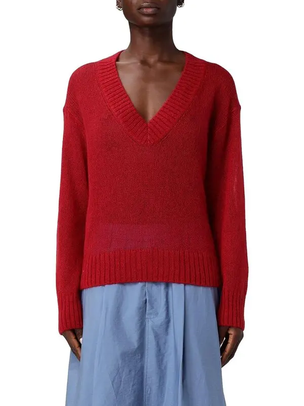 Brunello Cucinelli Mohair Blend V-neck Pullover - Red