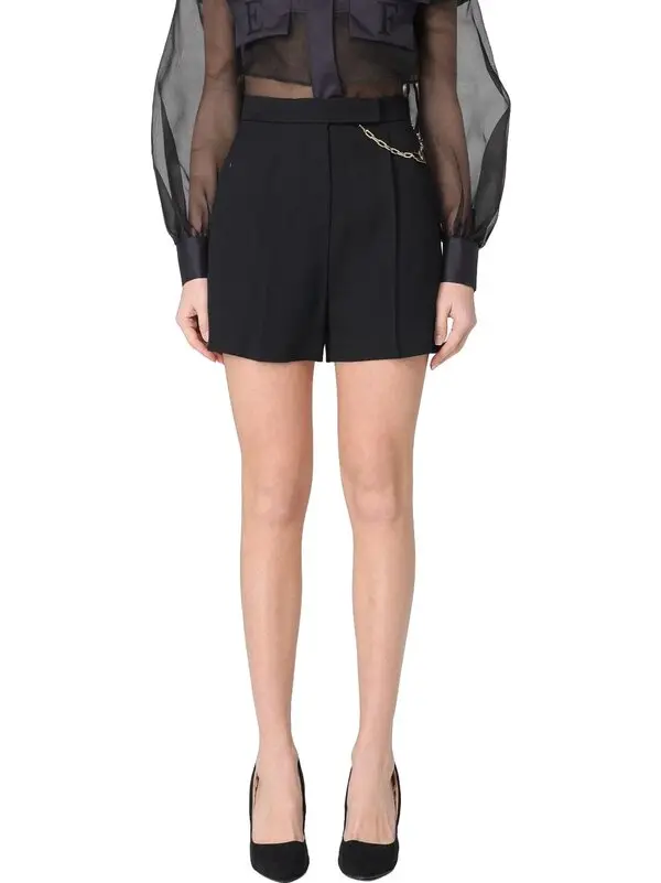 Elisabetta Franchi Pleated Chain Detail Shorts - Black