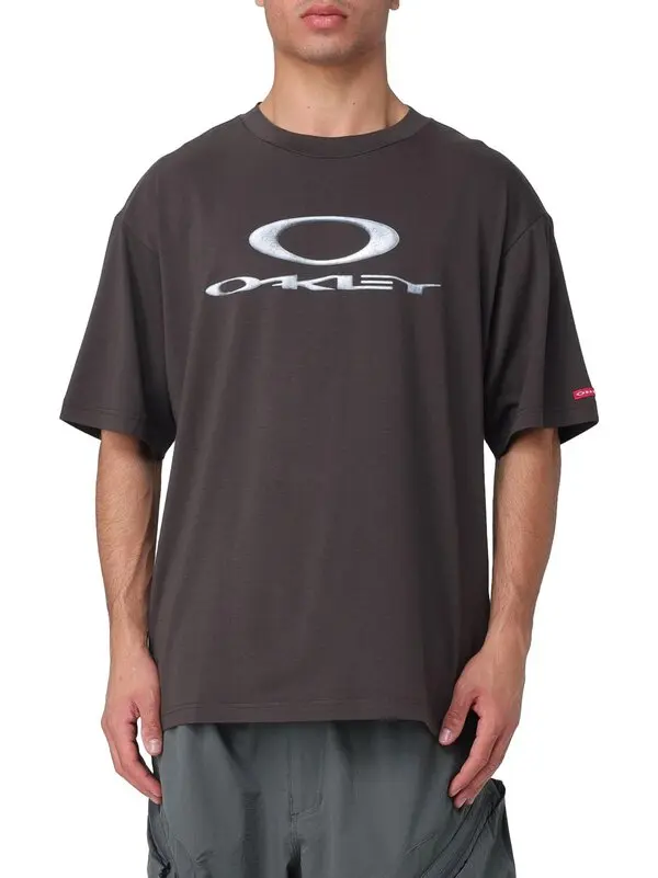 Oakley Relaxed Fit Cotton T-shirt With Printed Logo And Dropped Shoulders - Black