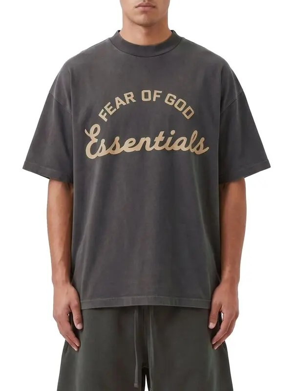 Fear Of God Relaxed Fit Cotton T-shirt With Contrast Logo - Grey