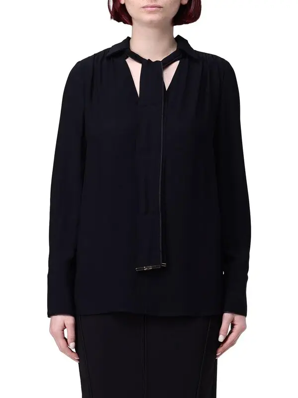Elisabetta Franchi Draped Shirt With Tie Detail - Black