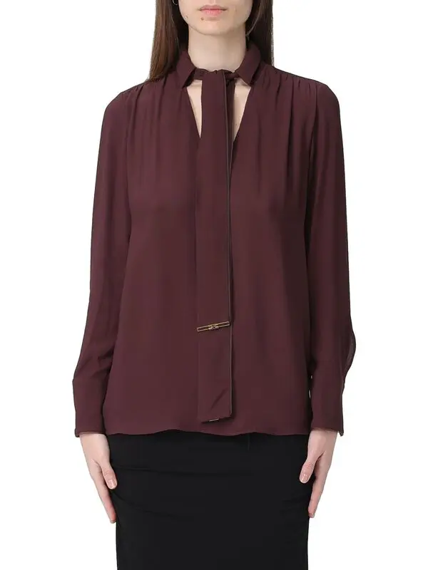 Elisabetta Franchi Draped Shirt With Tie Detail - Brown