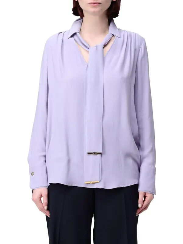 Elisabetta Franchi Draped Shirt With Tie Detail - Lilac