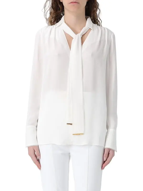 Elisabetta Franchi Draped Shirt With Tie Detail - White