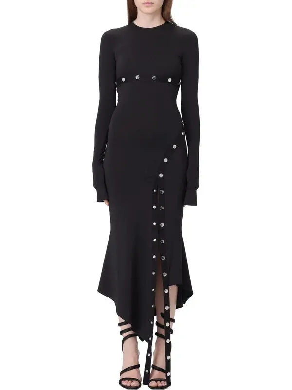 Attico Button-detailed Long Sleeve Dress - Black