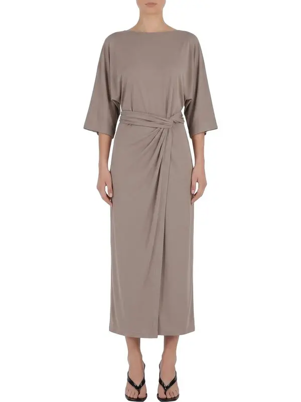 MEIMEIJ Jersey Midi Wrap Dress - Grey
