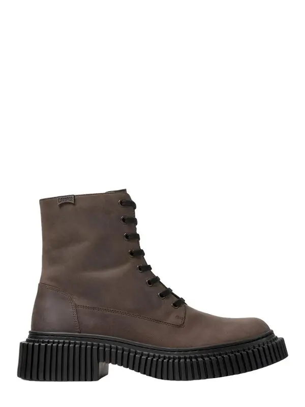 Camper Lace Up Combat Boots - Brown