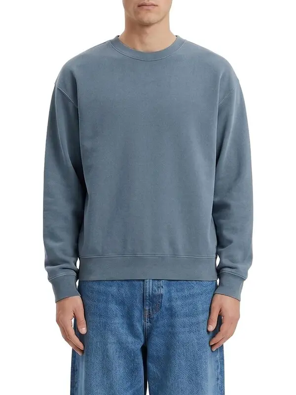 GOLDEN GOOSE Cotton Crew Neck Sweatshirt With Logo - Gnawed Blue