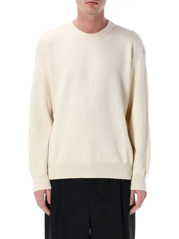 ROBERTO COLLINA Cotton Crewneck Sweater With Dropped Shoulders - Beige