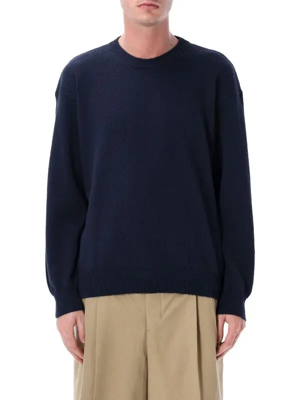 ROBERTO COLLINA Cotton Crewneck Sweater With Dropped Shoulders - Blue