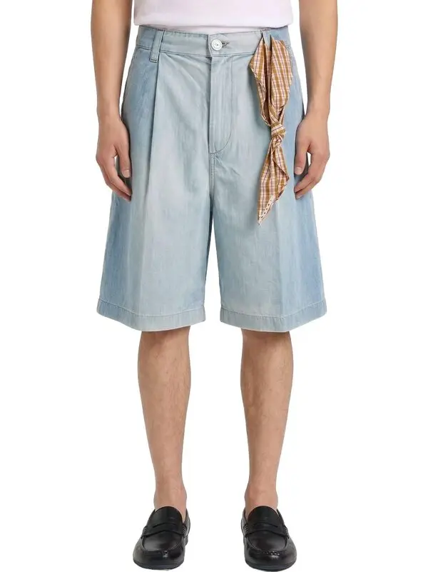 Marni Midrise Belted Denim Shorts - Blue