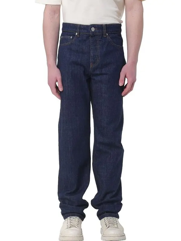 AMI Paris Cotton Denim Straight Jeans - Blue