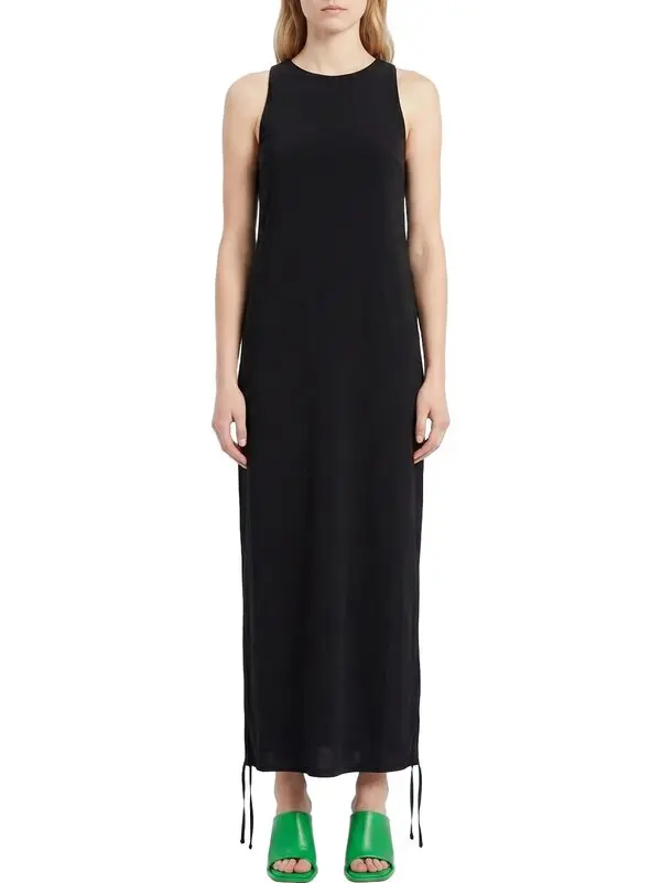 Y3 Racer Cinch Midi Dress In Recycled Stretch Fabric - Black