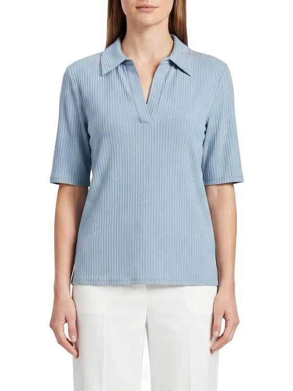 Ralph Lauren Ribbed Slim Fit Polo Shirt - Blue