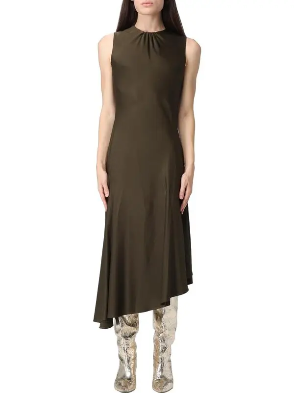 Blumarine Sleeveless Midi Dress With Asymmetrical Hem - Green