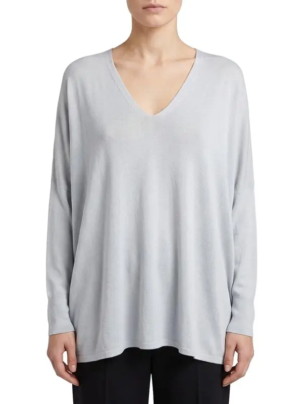 Avant Toi Silk V-neck Sweater - Blue