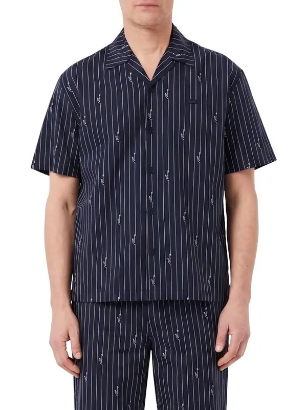 Lacoste Striped Cotton Casual Shirt - Blue