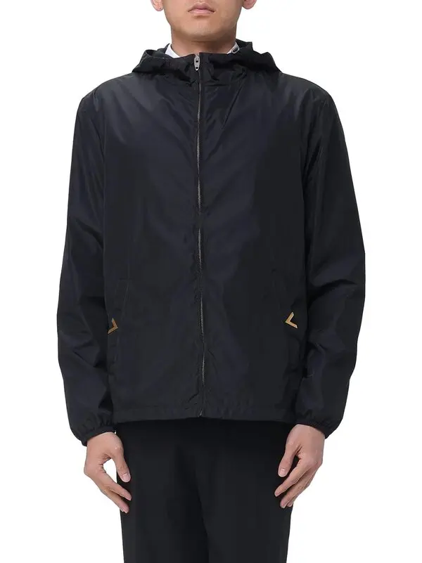Valentino Garavani Hooded Nylon Windbreaker Jacket - Black