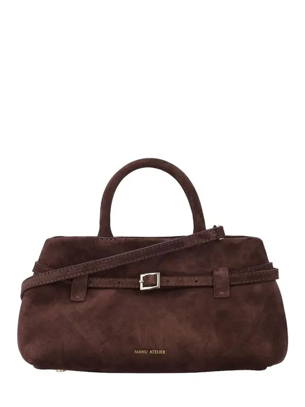 Manu Atelier Le Cambon 25 Suede Handbag With Shoulder Strap - Brown