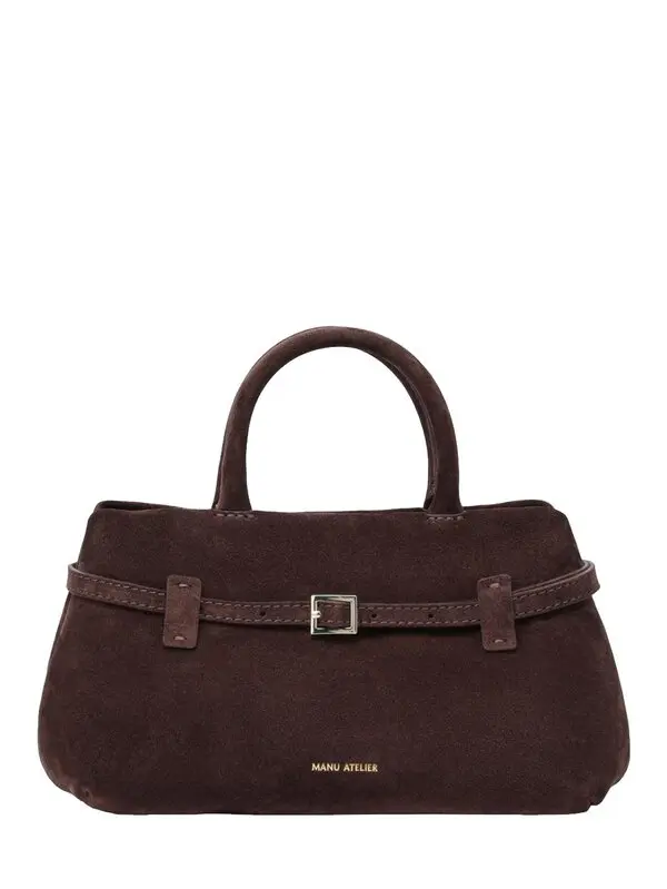 Manu Atelier Le Cambon 25 Suede Handbag With Shoulder Strap - Brown