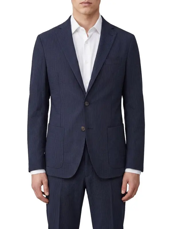 Eleventy Single-breasted Check Blazer With Peak Lapels And Patch Pockets - Blue