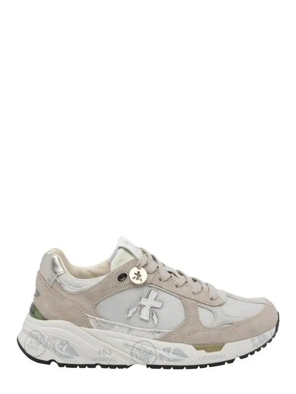 Premiata Mased Suede And Nylon Lace-up Sneakers - Beige