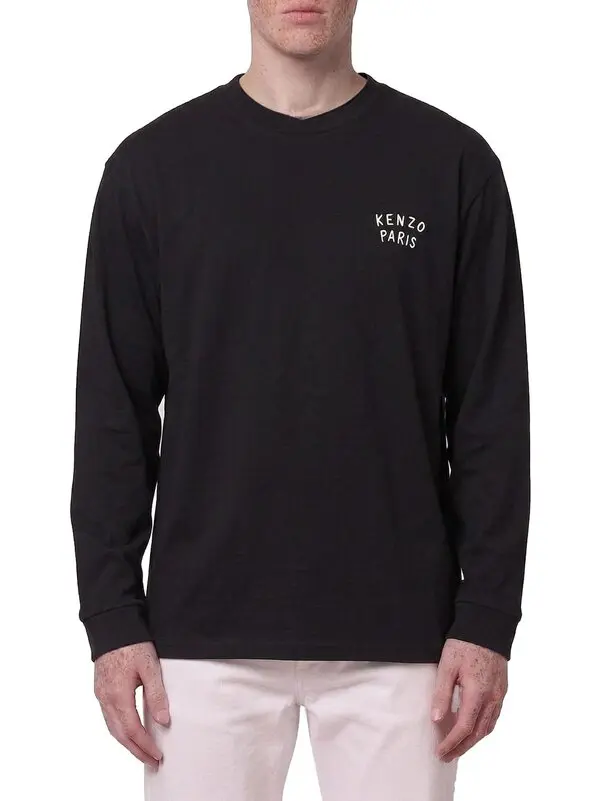 Kenzo Cotton T-shirt With Fiore Print - Black