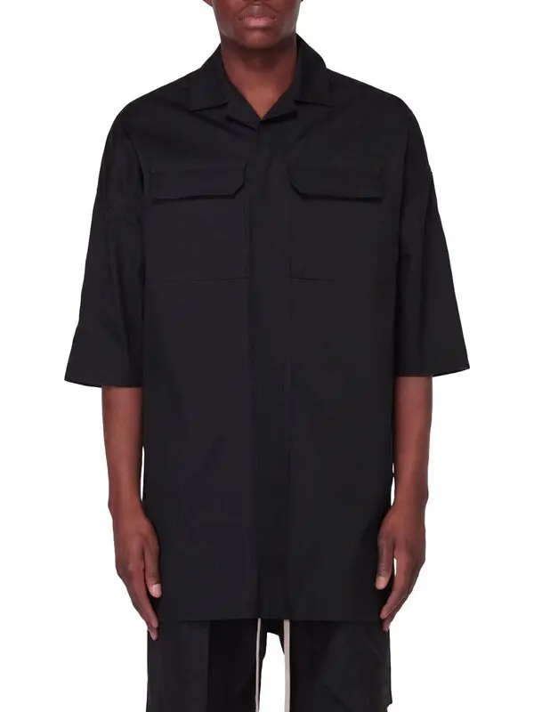 Rick Owens Casual Stretch Cotton Shirt - Black