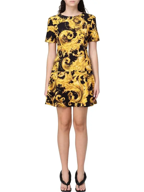 Versace Printed Short Sleeve Dress - Black